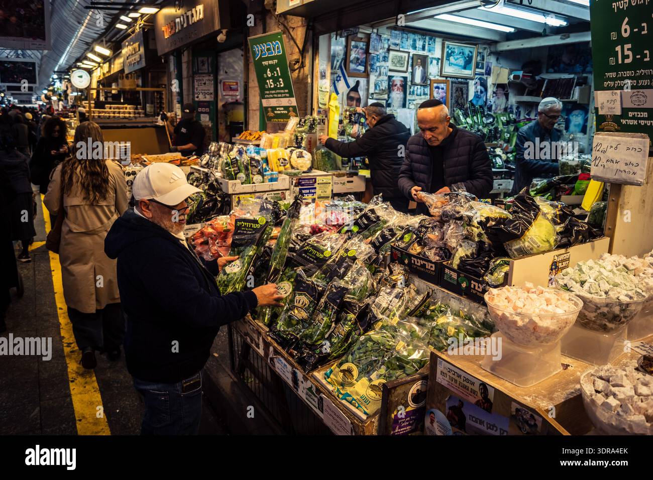 Jerusalem, Israel - February 17, 2026 The art of trade at Mahane Yehuda ...