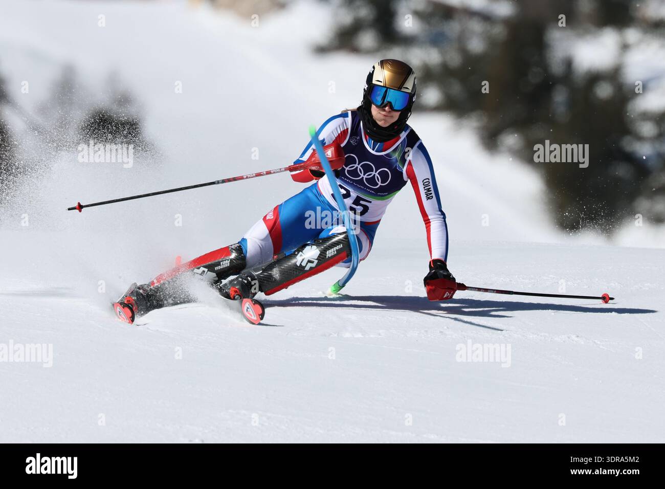 France's Caitlin Mcfarlane speeds down the course during an alpine ski ...