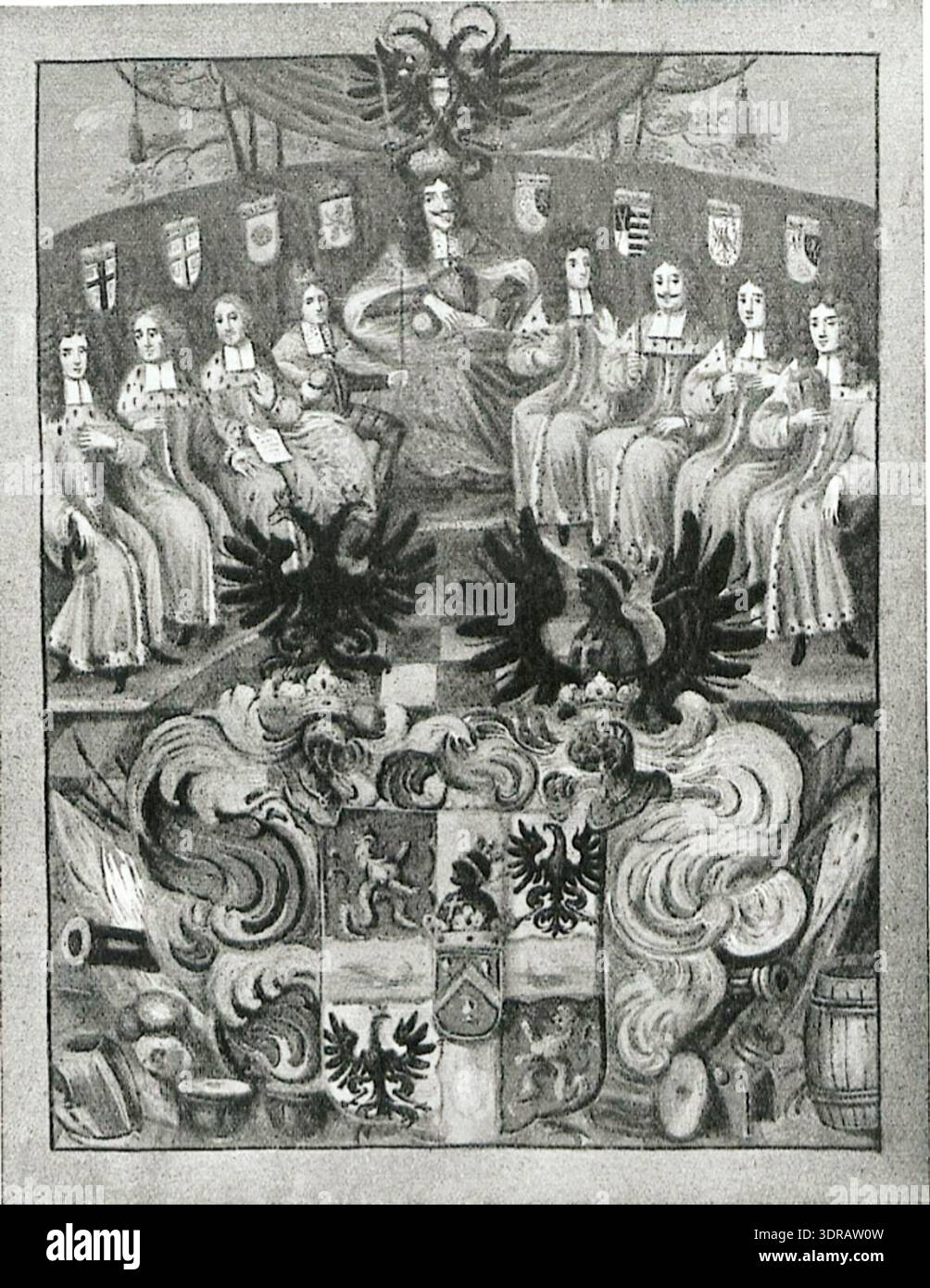 This 1691 coat of arms represents the noble Buirette von Oehlefeld ...