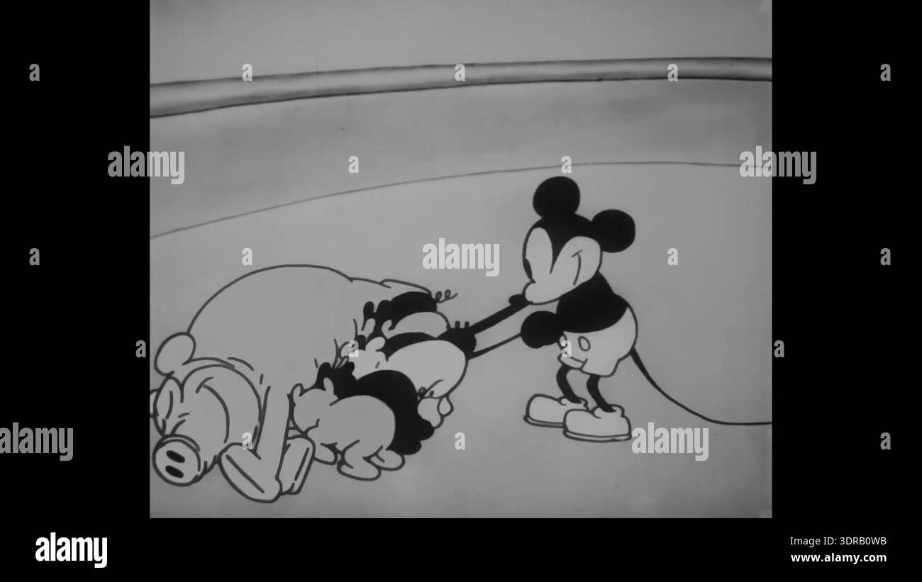 This frame from Steamboat Willie, a 1928 animated short by Walt Disney ...