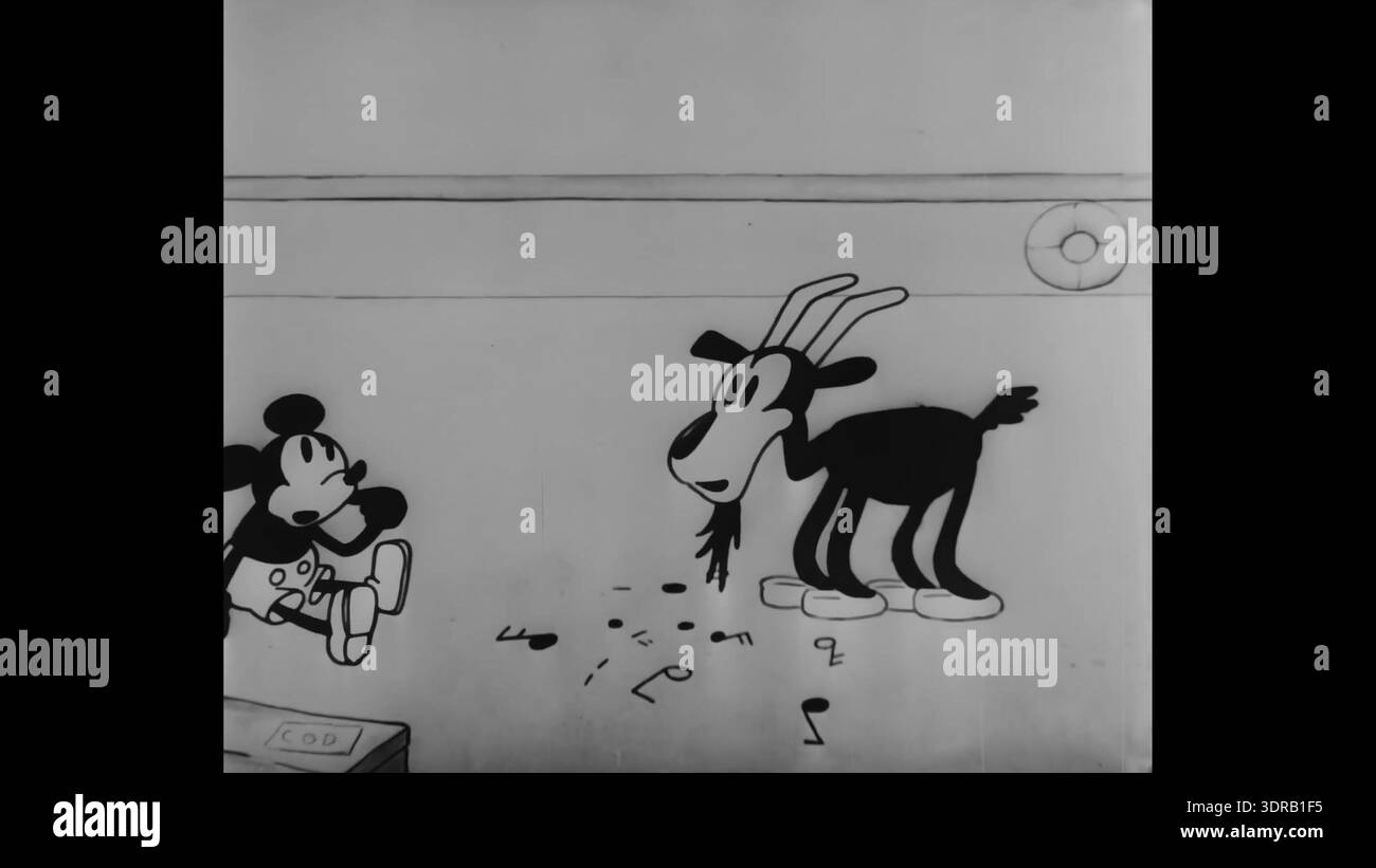 Screenshot from Steamboat Willie, a 1928 animated short by Walt Disney ...