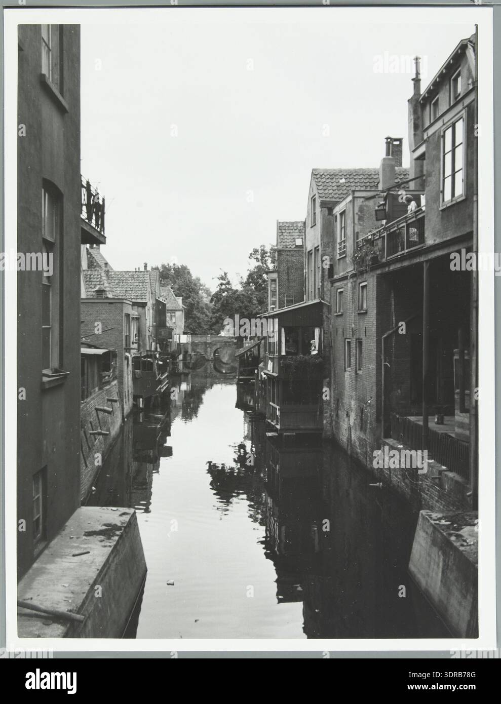 A photograph depicts houses along the berkel river in zutphen hi-res ...
