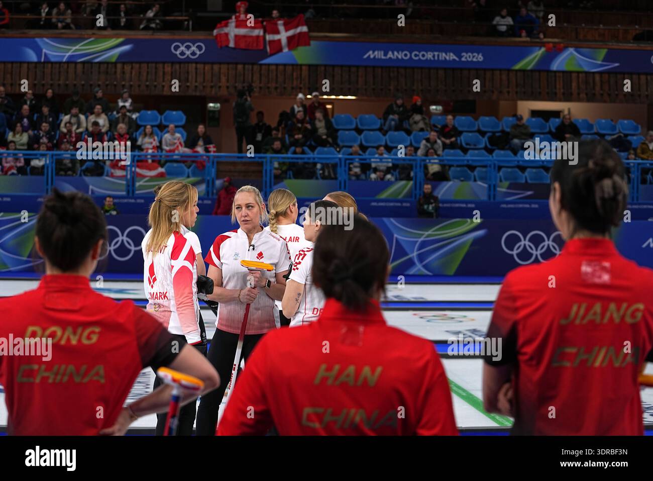 Teams Denmark and China compete during the women's curling round robin ...