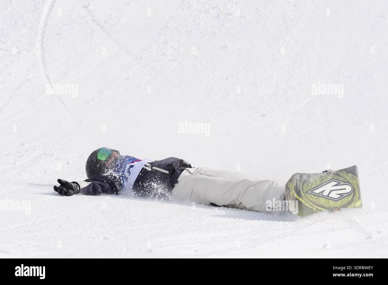 Japan's Ryoma Kimata crashes during the men's snowboarding slopestyle ...