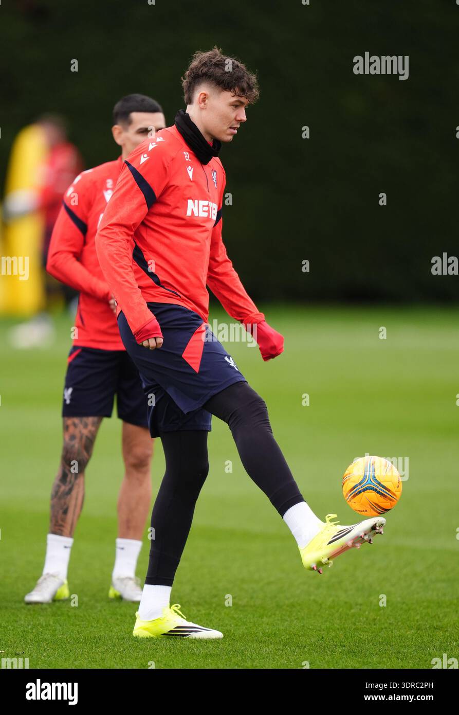 Crystal Palace's Jorgen Strand Larsen during a training session at the ...