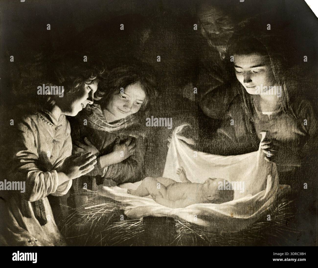 This 1917 image by Gerard Wijgmans depicts the Nativity scene of Jesus ...