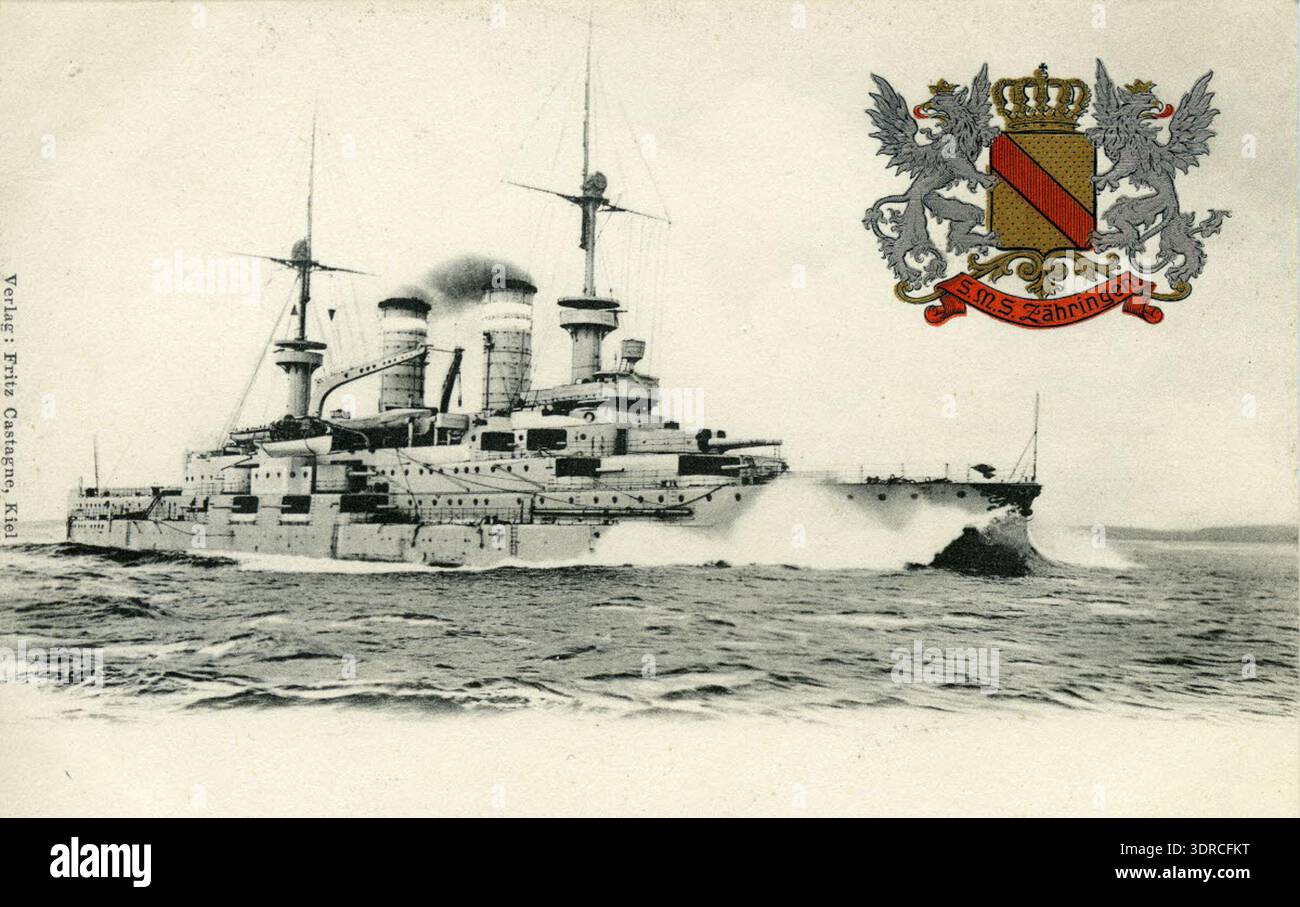 The battleship Zähringen, photographed circa 1903 by Friedrich Castagne ...
