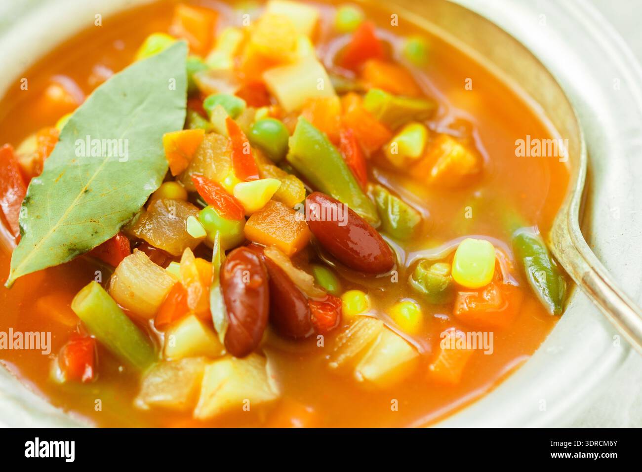 Minestrone-traditional Italian thick vegetable soup with seasonal ...