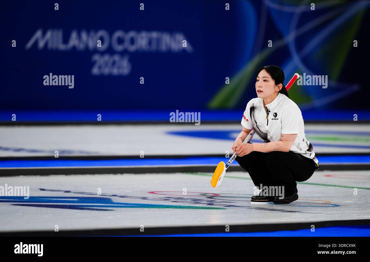 Republic of Korea's Suji Kim during the Women's Curling match against ...