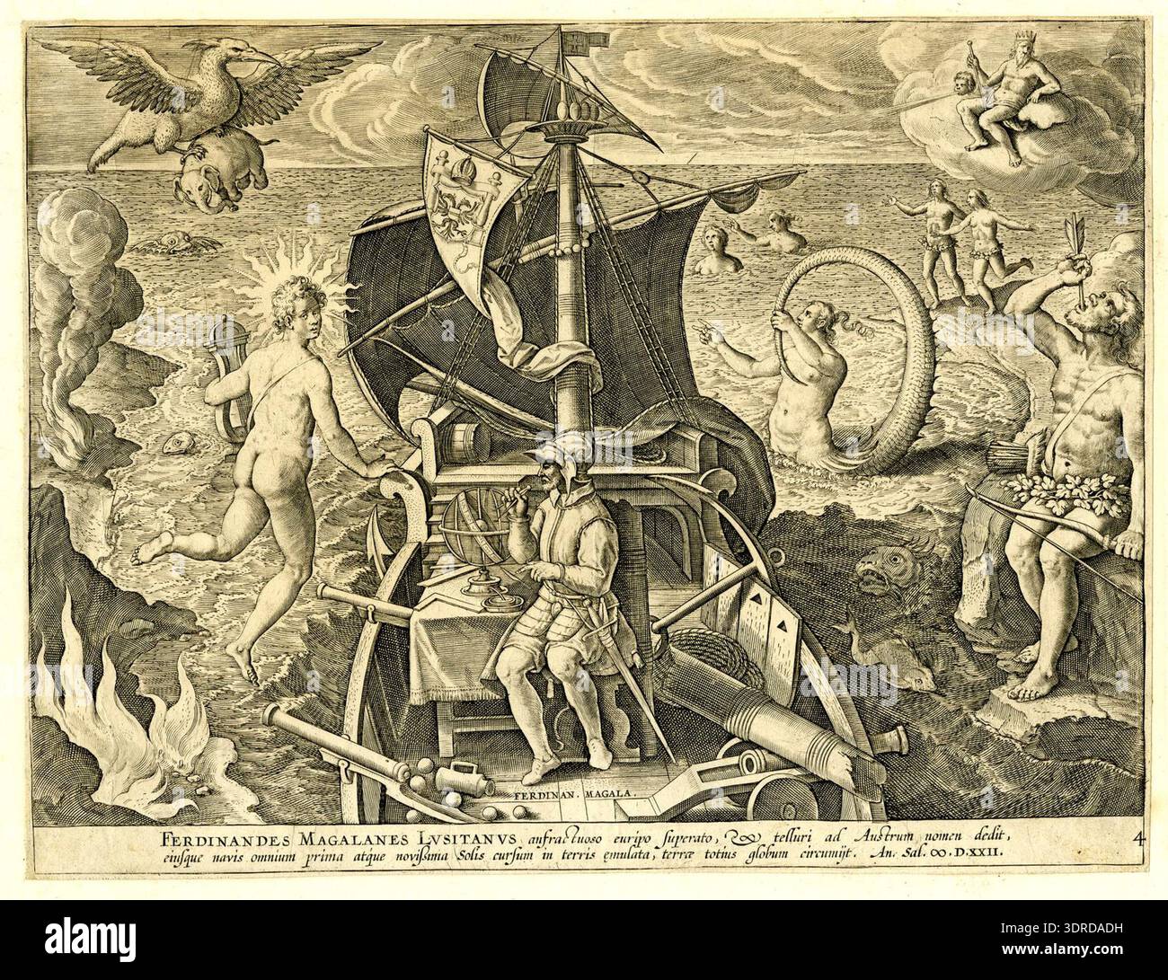 This circa 1589 engraving depicts Ferdinand Magellan seated at the ...