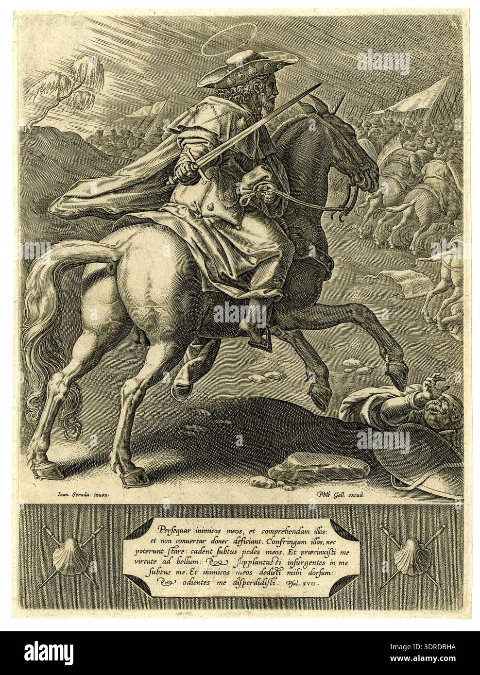 This 1612 engraving depicts St. James on horseback defeating the ...