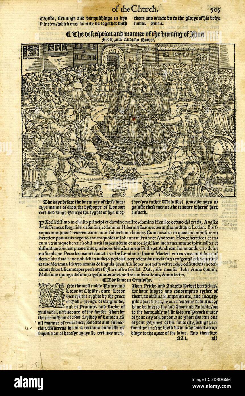 With guards restraining the crowd illustration appears in john foxes hi ...