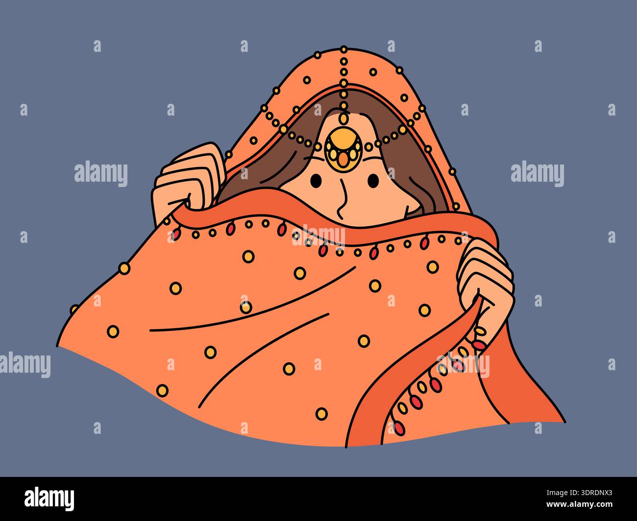 Indian woman hides face behind national dress during traditional ...