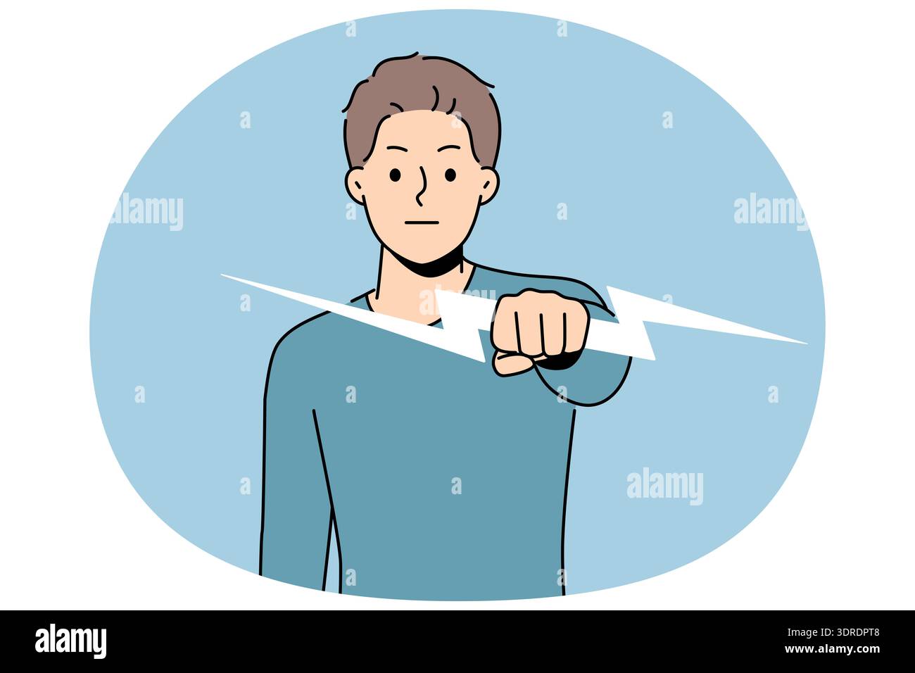 Strong man holding lightning bolt symbolizes energy and determination ...