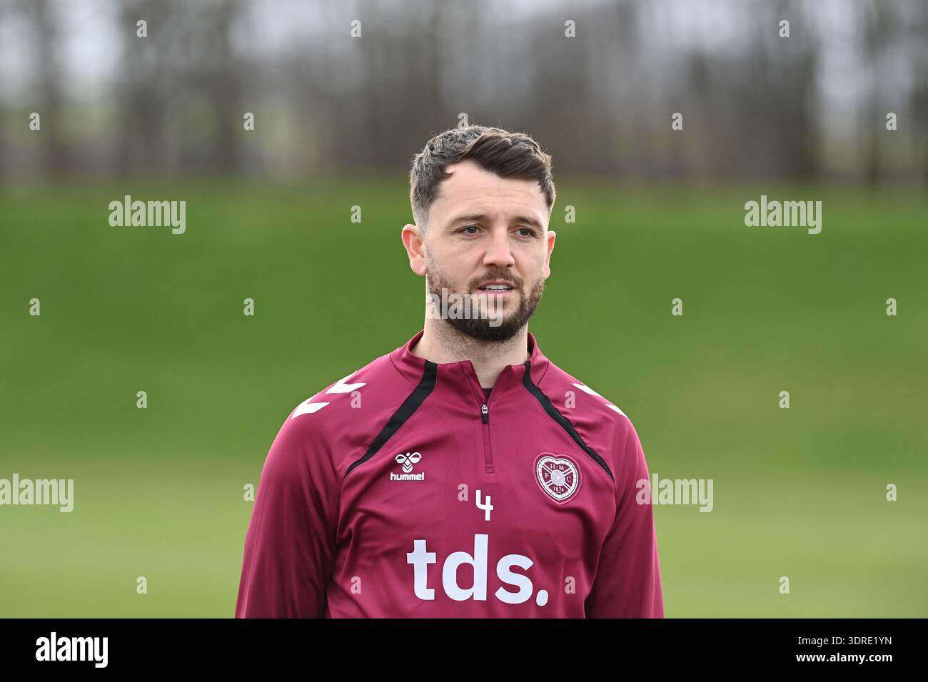 Oriam,Edinburgh.Scotland .UK. 18th Feb 26 Hearts Craig Halkett Training ...