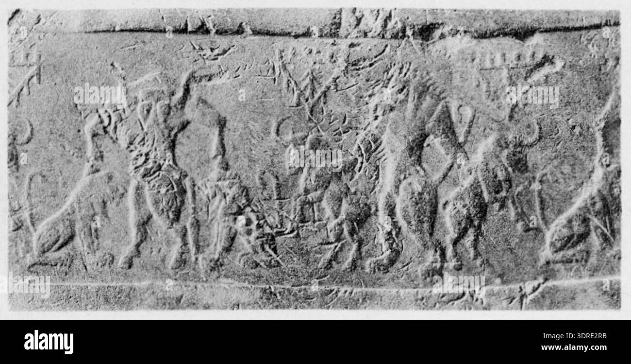 Illustration of a Proto-Elamite seal impression by Louis Delaporte ...