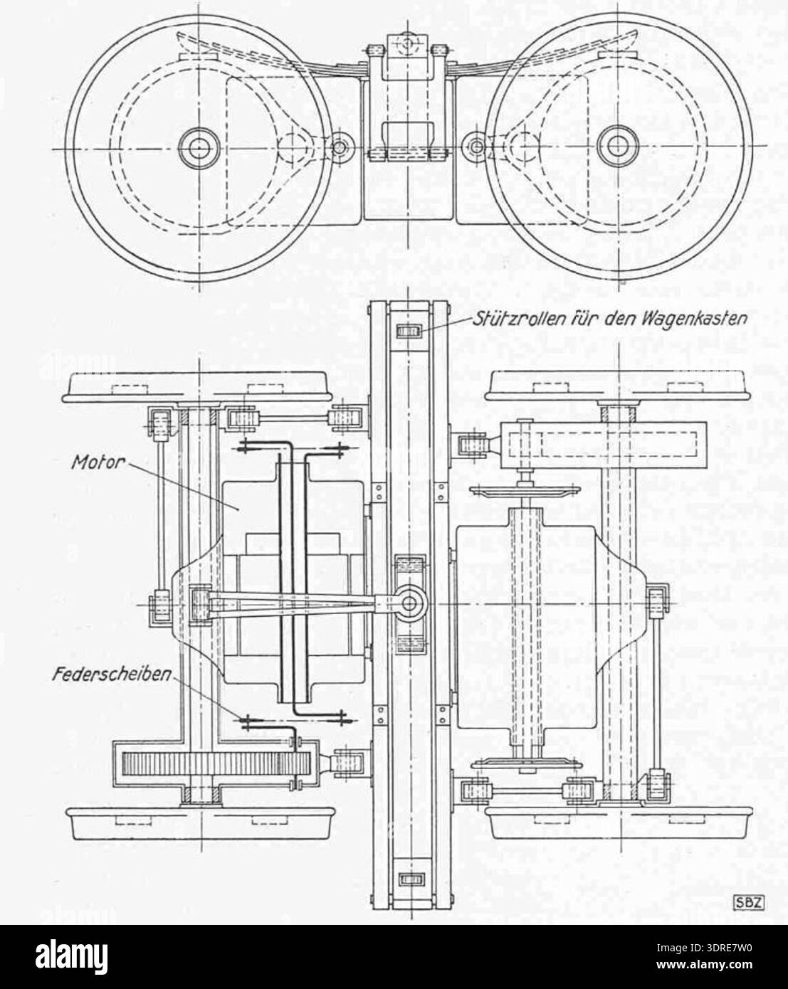 This 1942 technical drawing depicts the BBC Simplex-Drehgestell Ce 4/4 ...