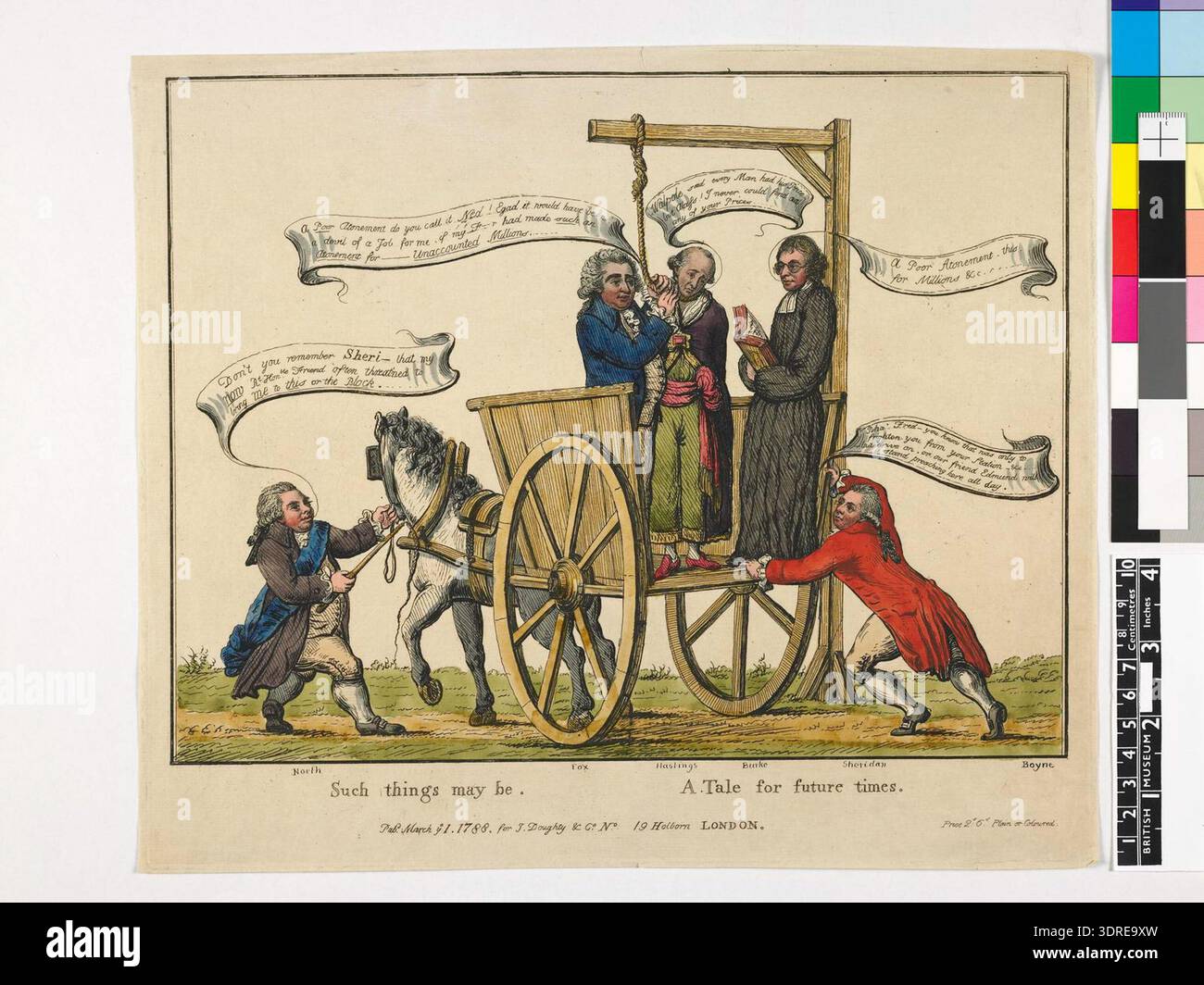 This 1788 satirical print depicts Hastings in a two-wheeled cart under ...