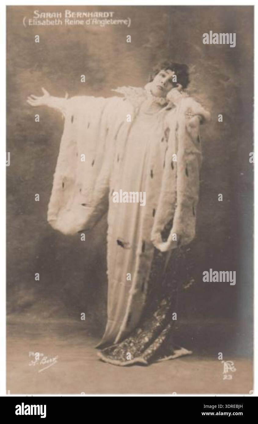 This early 20th-century photograph depicts Sarah Bernhardt portraying ...