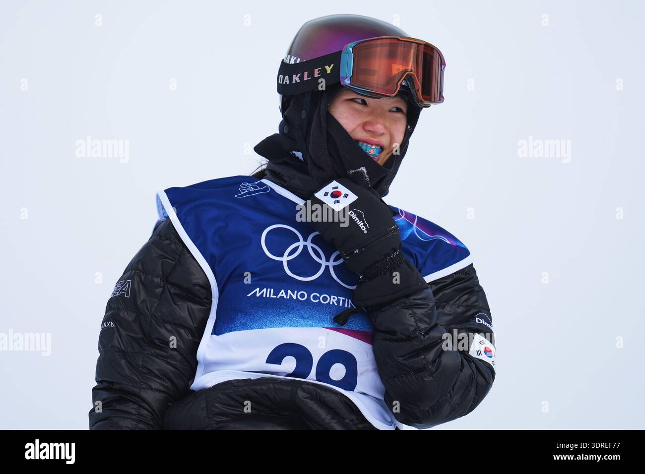South Korea's Yu Seung-eun reacts during the women's snowboarding ...