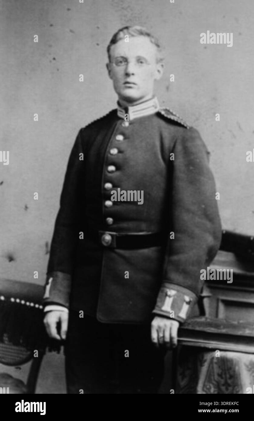 Wearing formal attire the studio photograph emphasizes facial ...