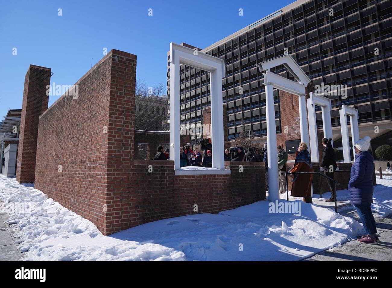 U.S. District Judge Cynthia Rufe, at threshold, inspects the location ...