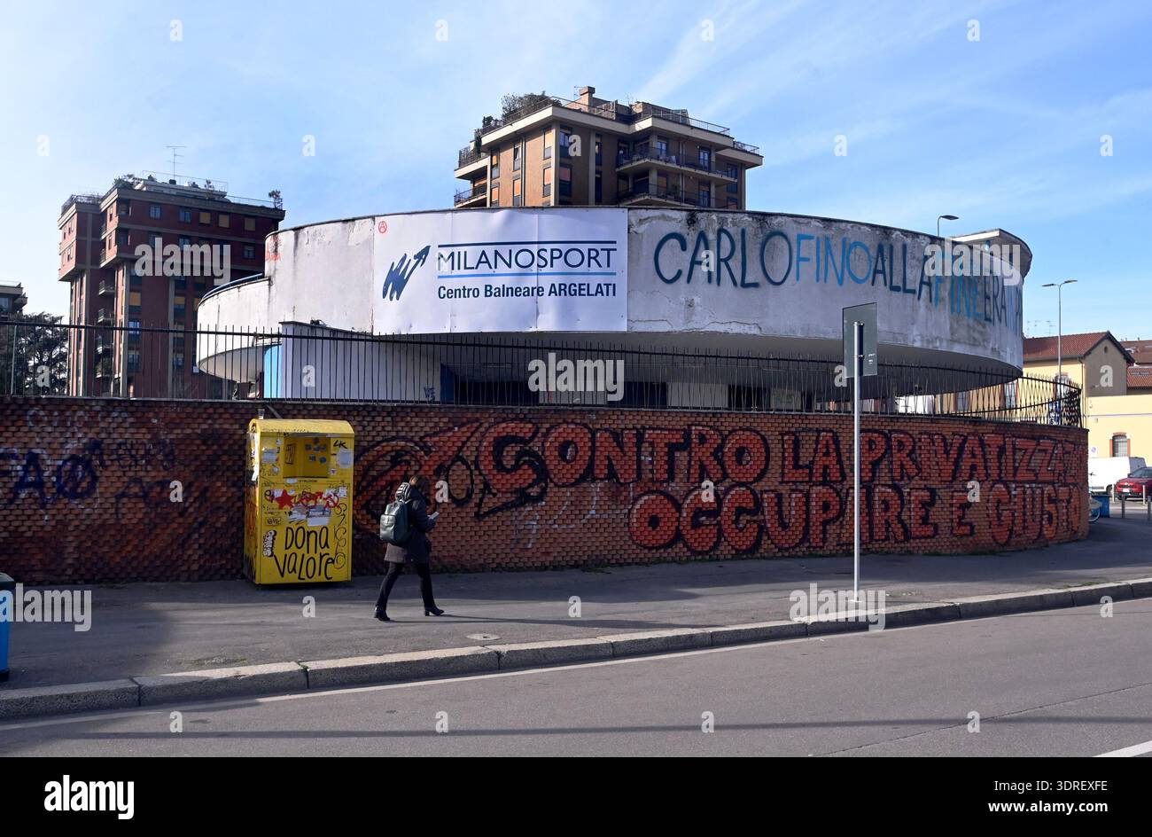 Milan, Italy. 18th Feb, 2026. Milan, Argelati Swimming Pool in Piazza ...