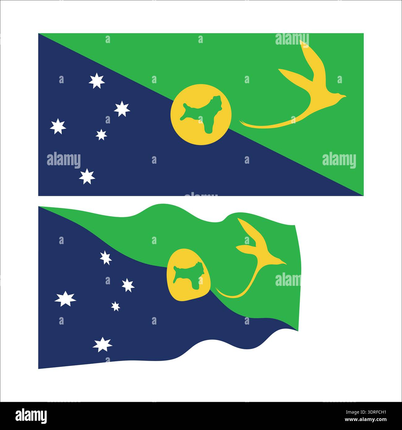 Christmas island flag with golden bosun bird and southern cross stars ...