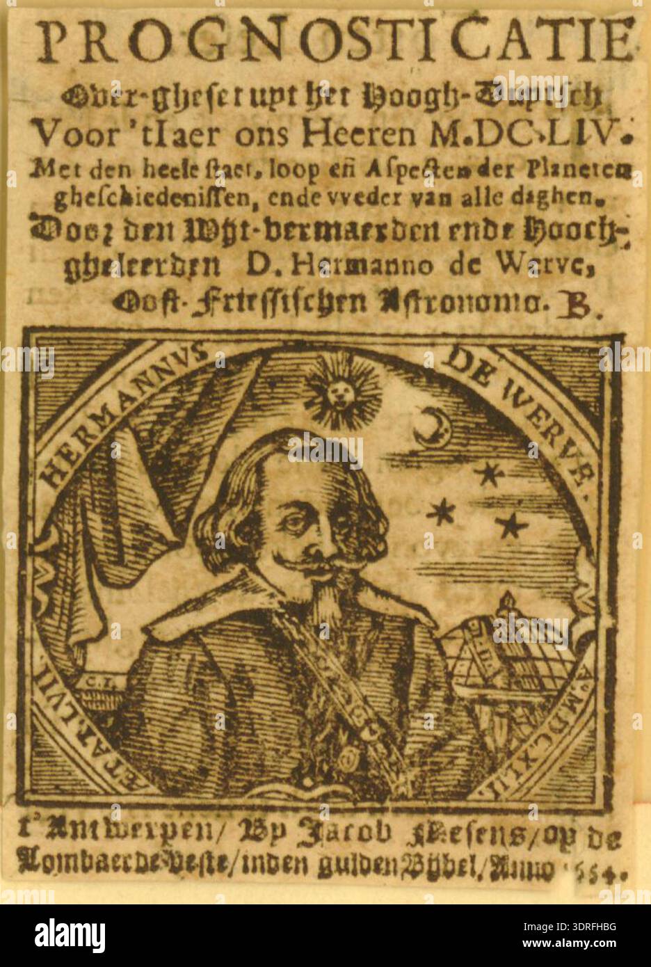 This 1654 woodcut portrait of Hermannus de Werve shows him half-length ...