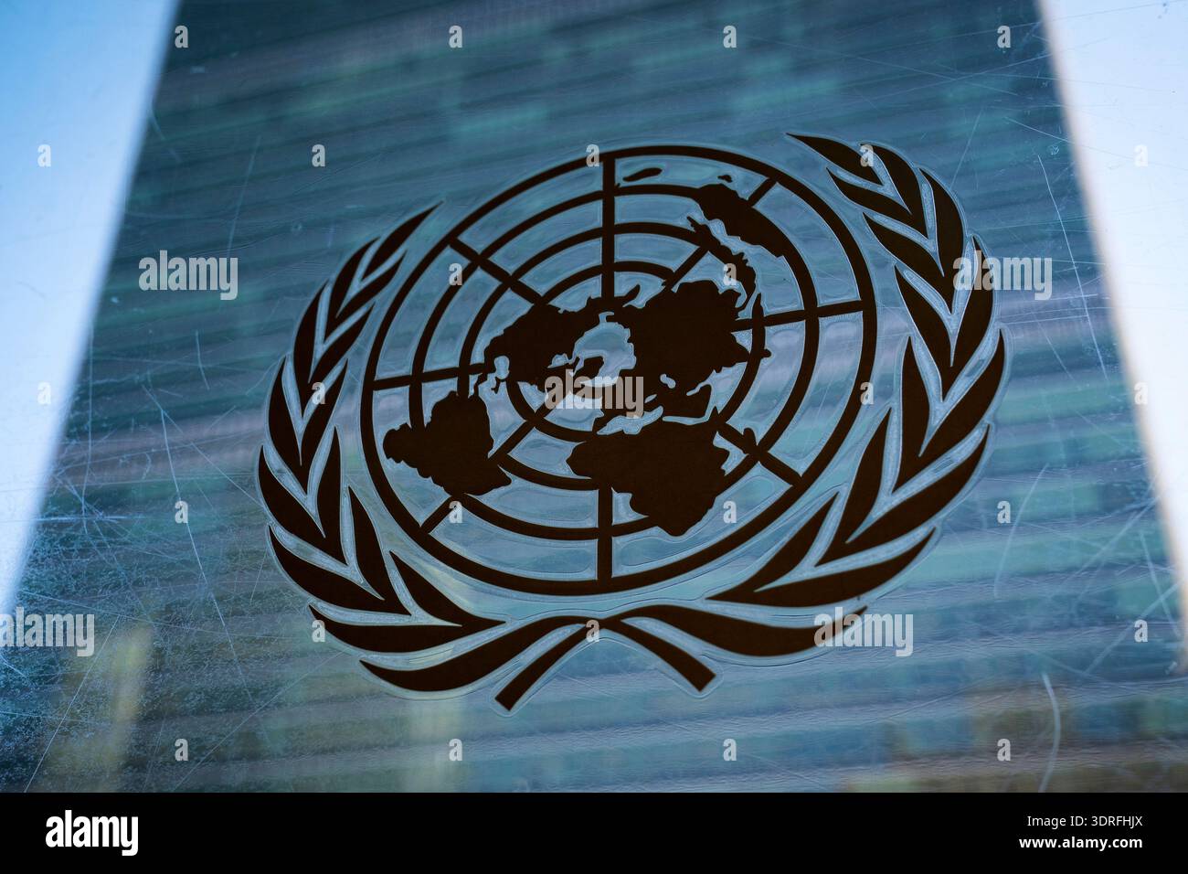 FILE - The symbol of the United Nations is displayed outside the ...