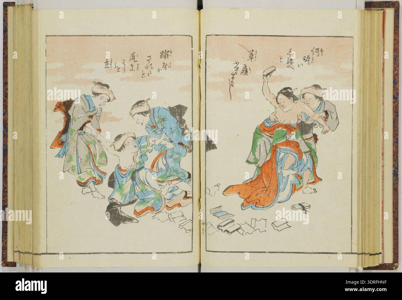 Shinji Andon, a 19th-century illustrated book of five volumes bound in ...