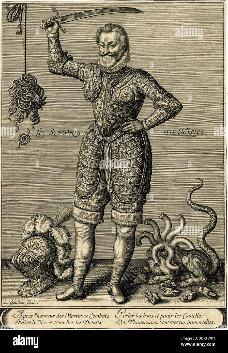 Engraving of Henri IV, 1598-1610, whole-length portrait slightly turned ...