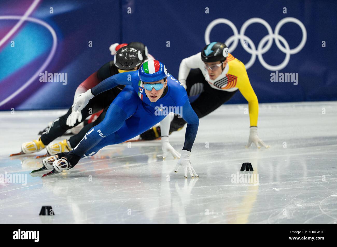 Luca Spechenhauser (17) of Italy leads during the Short Track Men’s ...