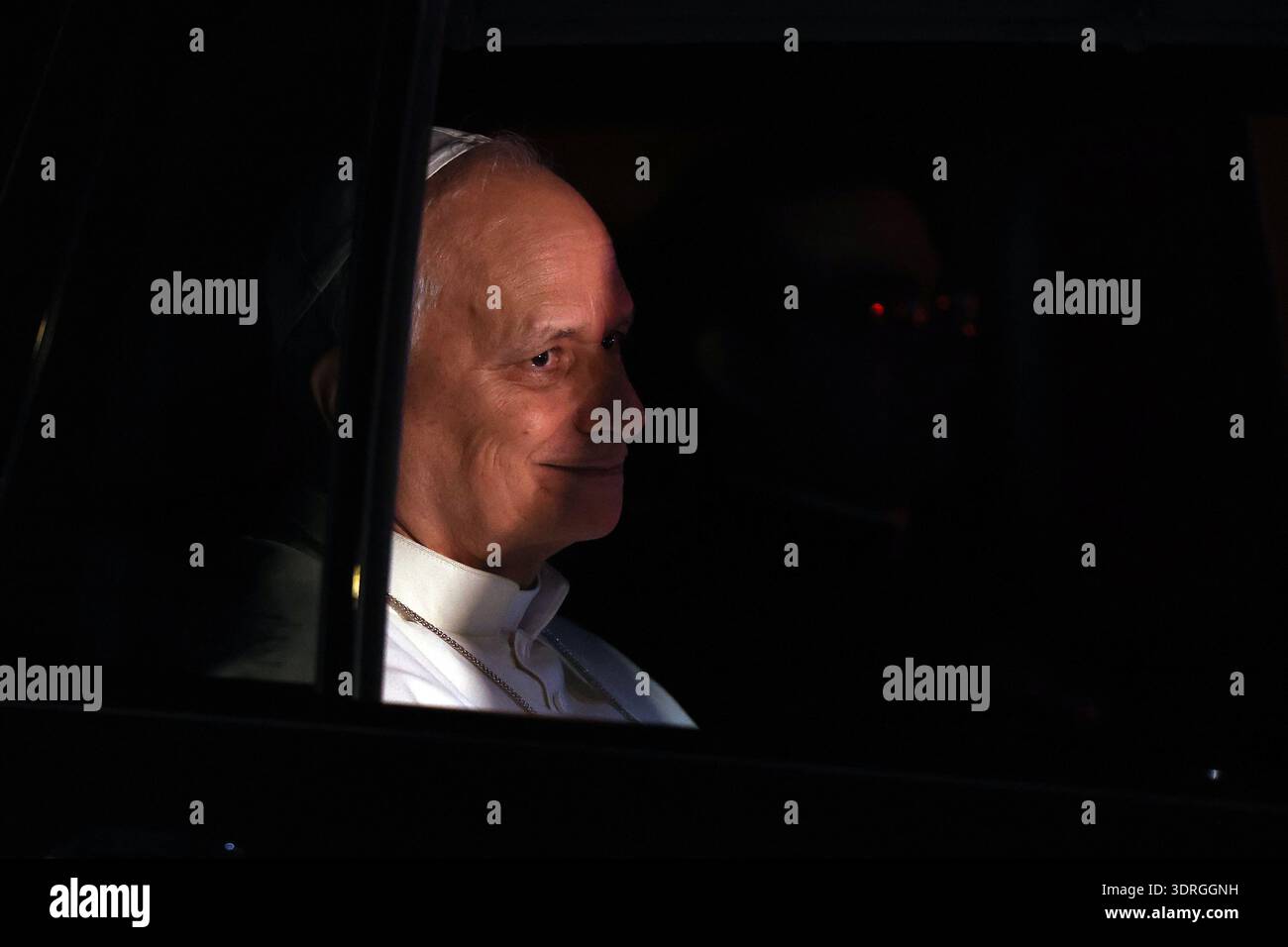 Rome, Italy, February 18, 2026: At the end of Mass, the pontiff leaves ...