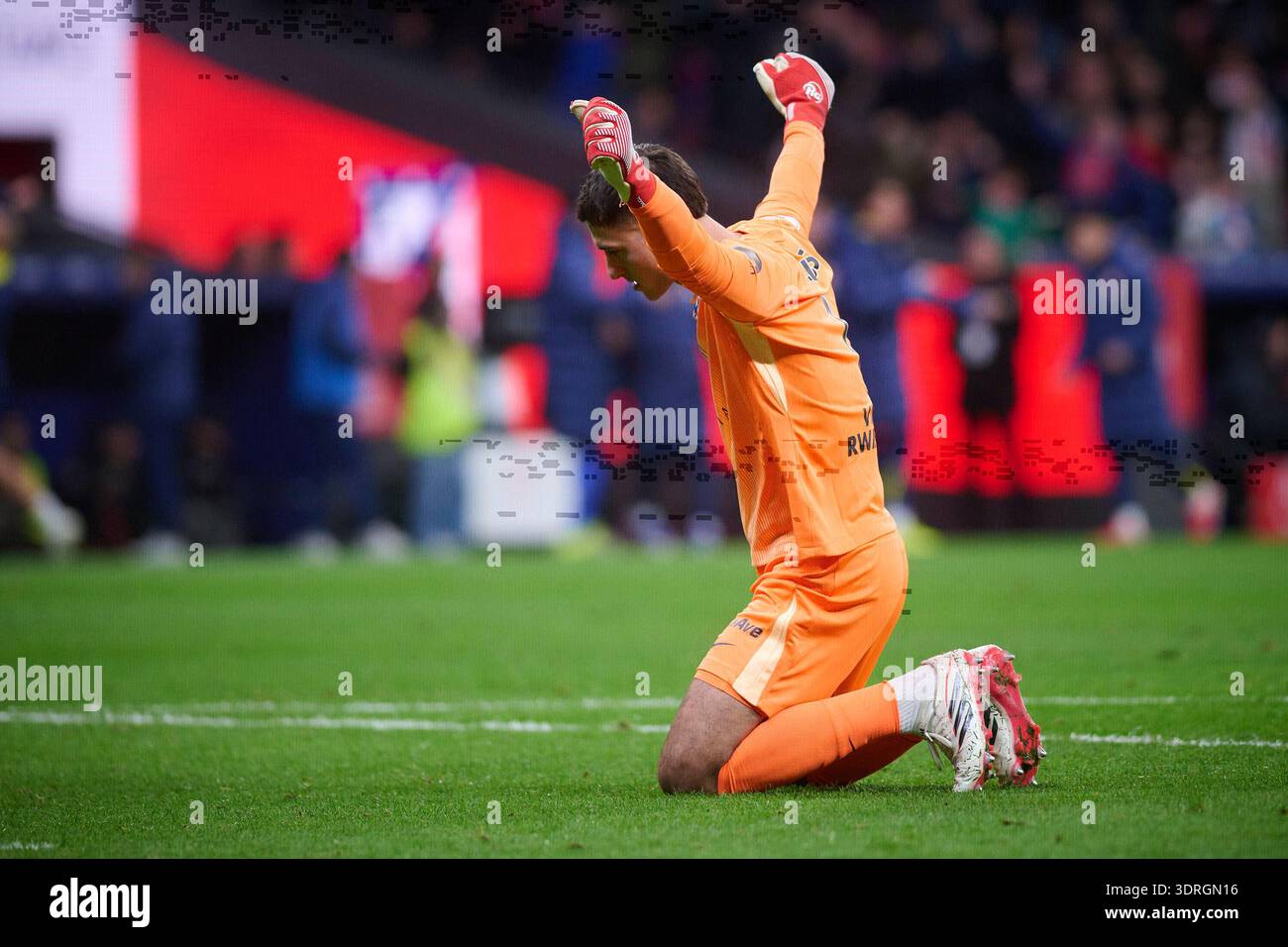 Atletico de Madrid's Juan Musso celebrates a goal during Spanish Kings ...