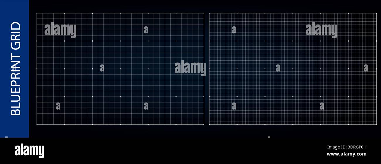 Paper grid overlay for drawing, black blueprint scanning template ...
