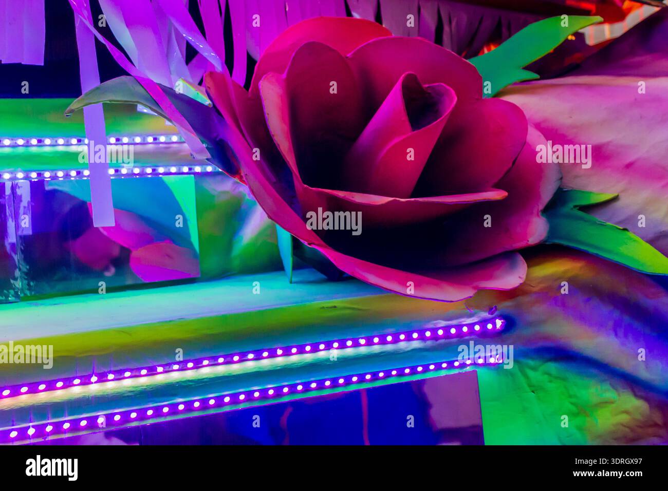 Rose flower glowing red neon hi-res stock photography and images - Alamy