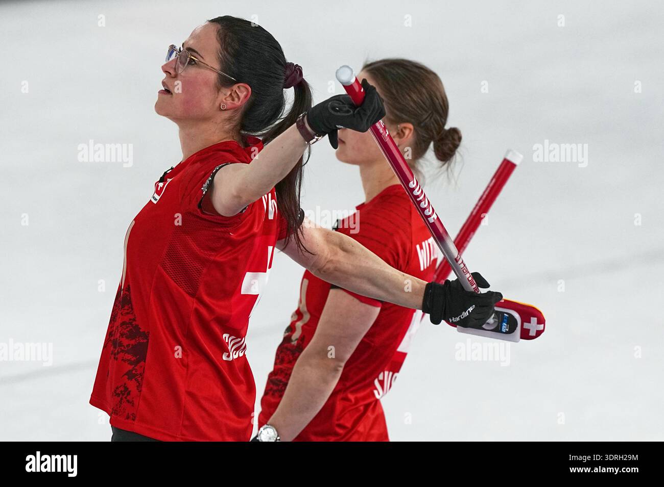 Switzerland's Carole Howald and Selina Witschonke gesture, during the ...