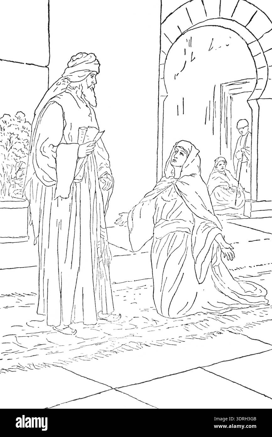 Illustration of the Parable of the Unjust Judge who gave Justice to a ...