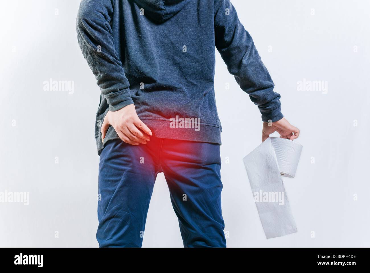 People with diarrhea problems, holding bathroom toilet paper isolated ...