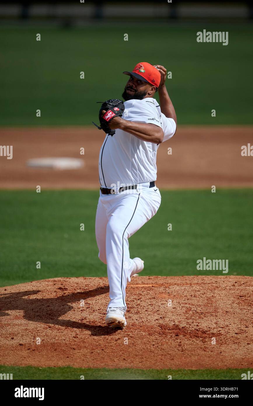 Detroit Tigers pitcher Kenley Jansen (74) throws live batting practice ...
