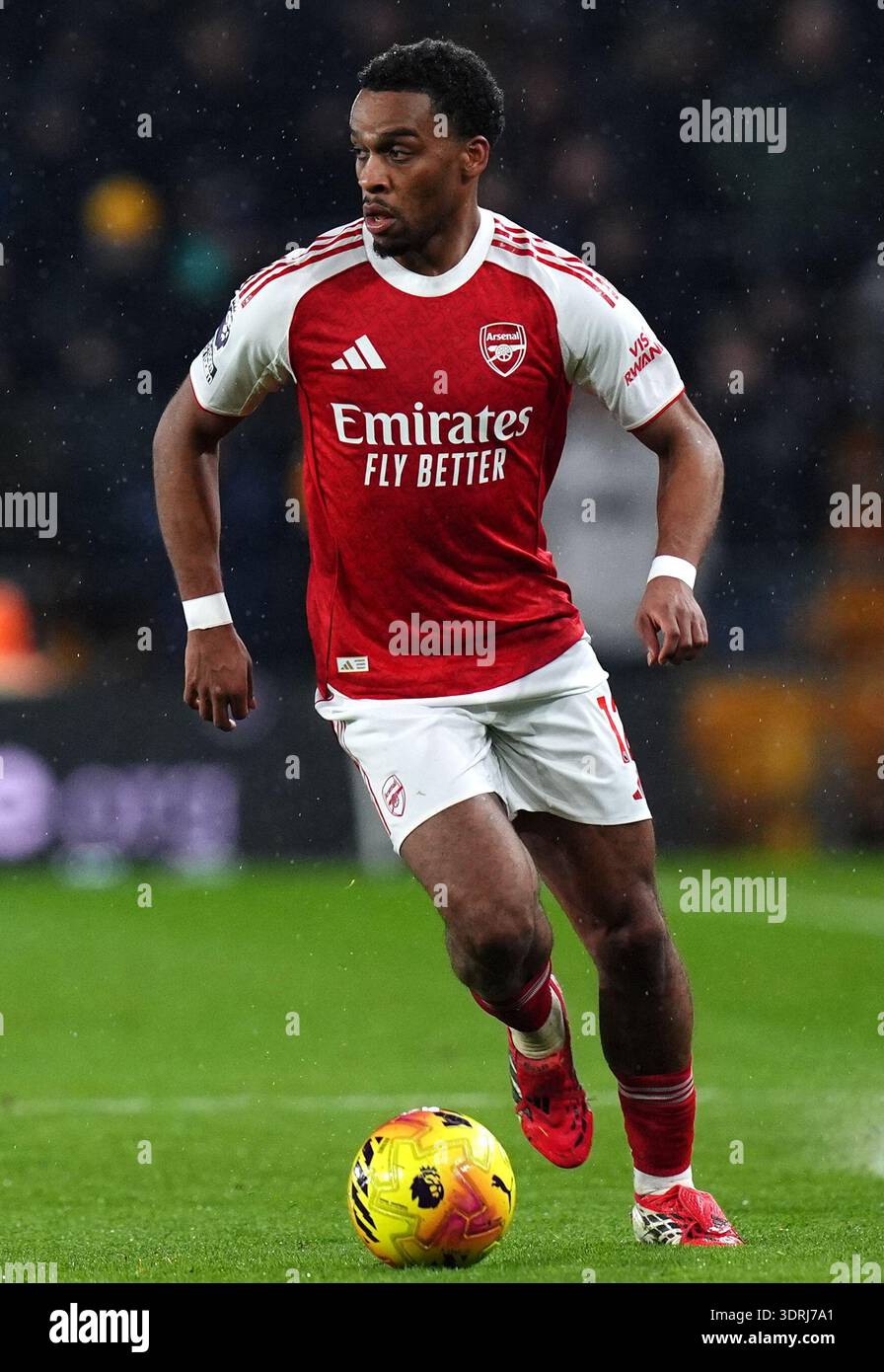 Arsenal's Jurrien Timber during the Premier League match at Molineux ...
