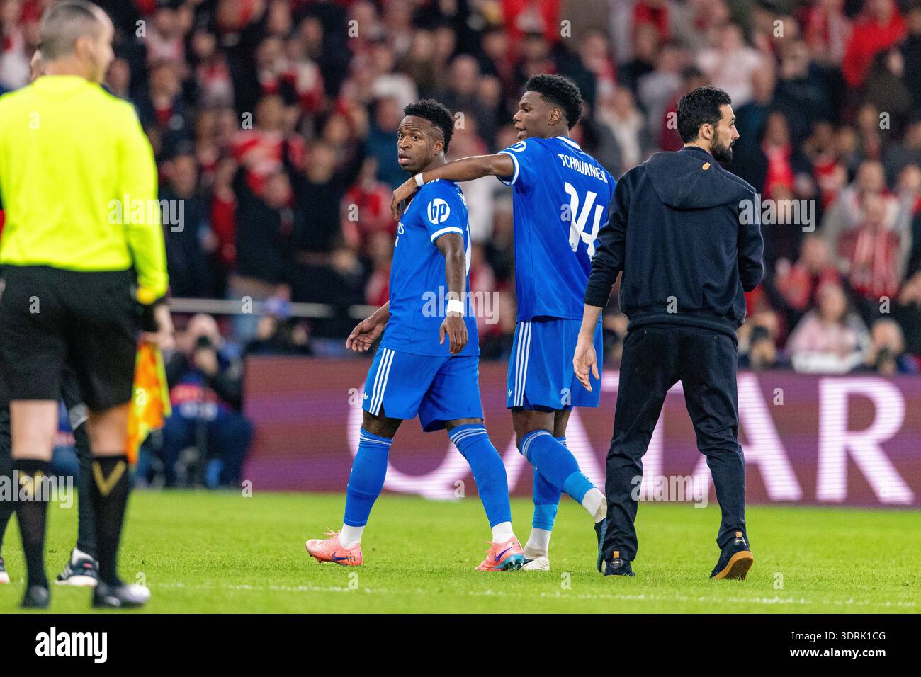 Vinicius Vini Jr and Aurelien Tchouameni seen during Champions League ...