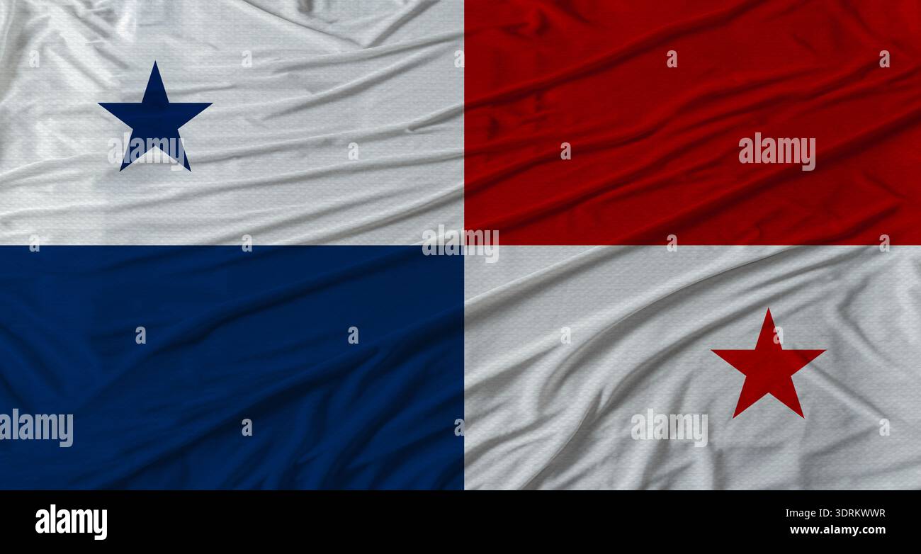 Panamanian flag waving. Flag of Panama with cloth texture Stock Photo ...