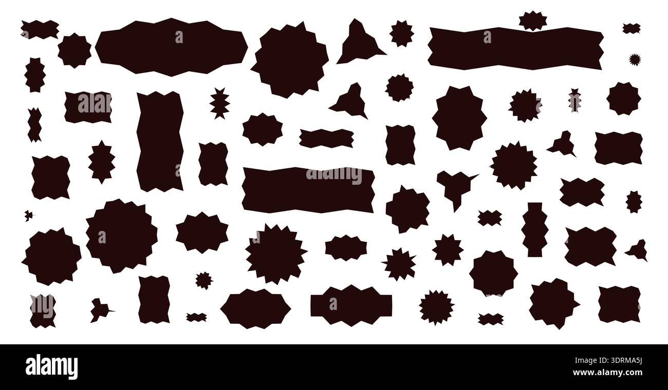 Set of monochrome black wavy shapes. Bold irregular outlines and ...