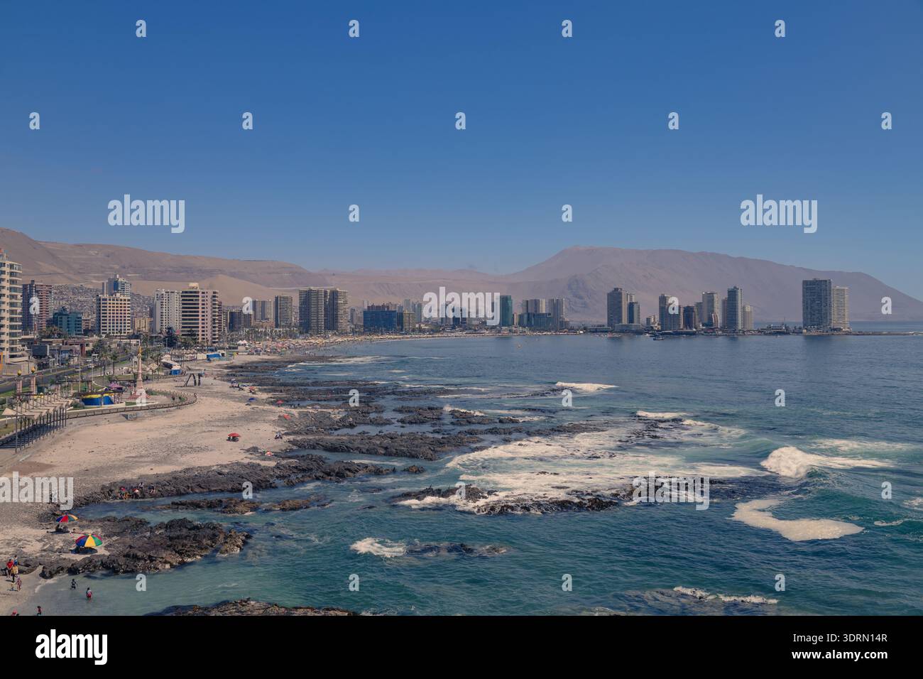 Iquique, Chile - December 28, 2025: Wide panoramic view of Cavancha ...