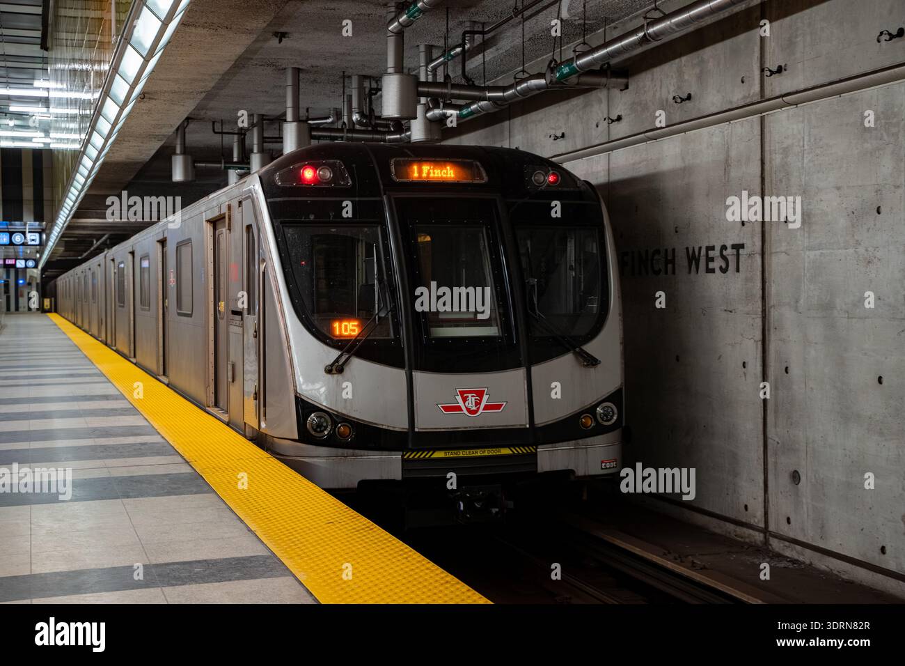 View of Line 1 TTC subway train at Finch West station. Toronto, Canada ...