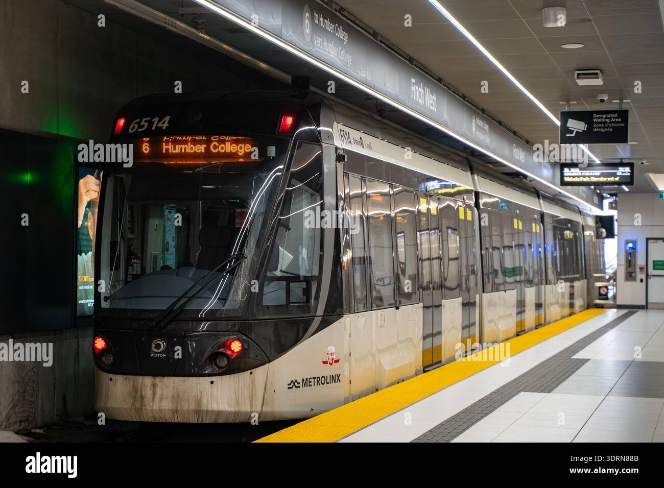 View of Line 6 Finch West Line train at platform. Toronto, Canada ...