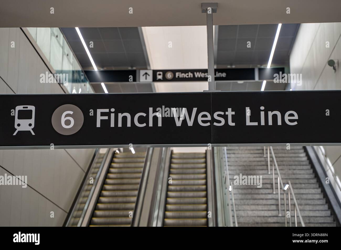 Sign of Line 6 Finch West Line subway in Toronto. Toronto, Canada ...