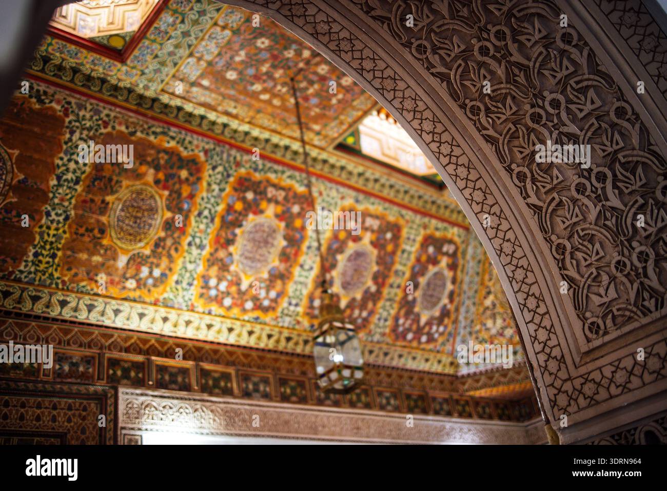 Stunning interior of Dar El Bacha Museum in Marrakech, Morocco, with ...